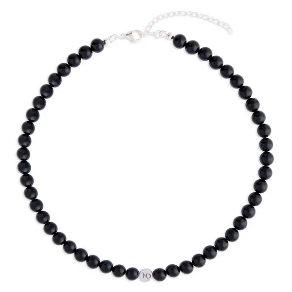 N'DAMUS LONDON Onyx Gemstone Necklace With Sterling Silver Chain - Black