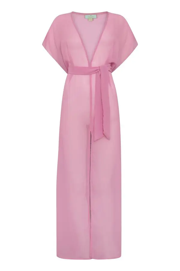 LEYLA MAYA Sophia Sheer Long Beach Dress - Pink