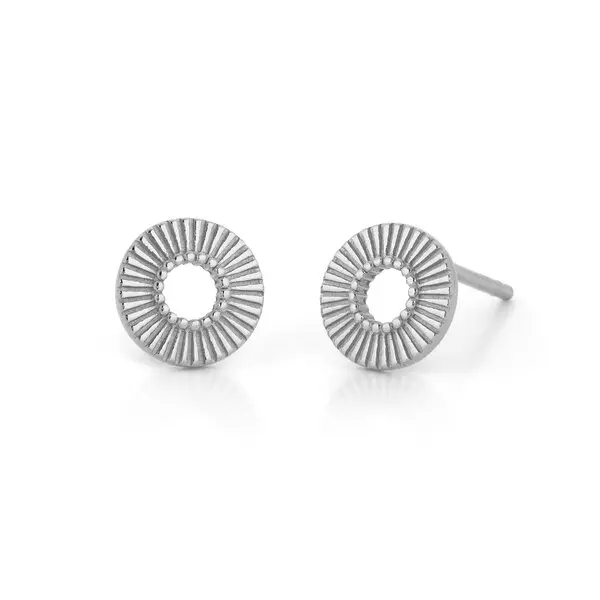 NELLOU JEWELLERY Solar Circle Stud Earrings - Silver