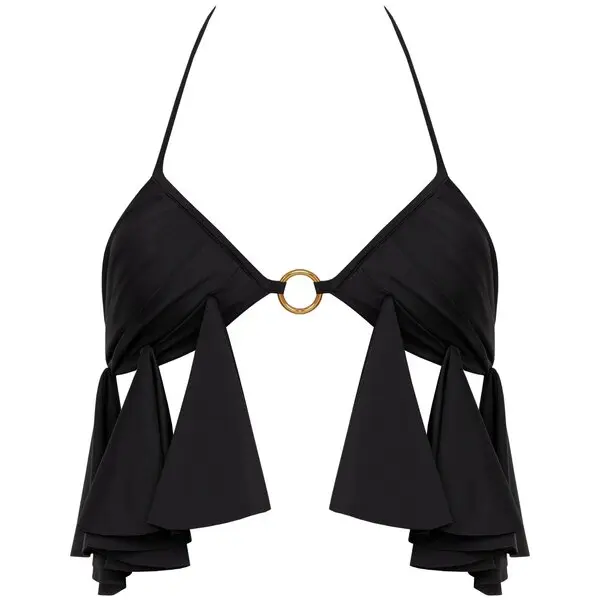 ANTONINIAS Aurelia Padded Halter Bikini Top - Black