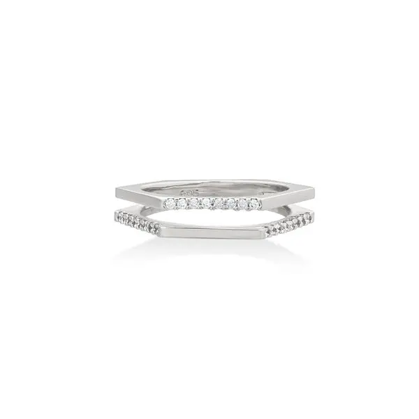 SHABELLA NYC Dual Rectangular Band Ring - Silver