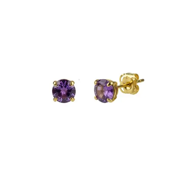 SPERO LONDON 9ct Gold Amethyst Stud Earrings - Gold/purple