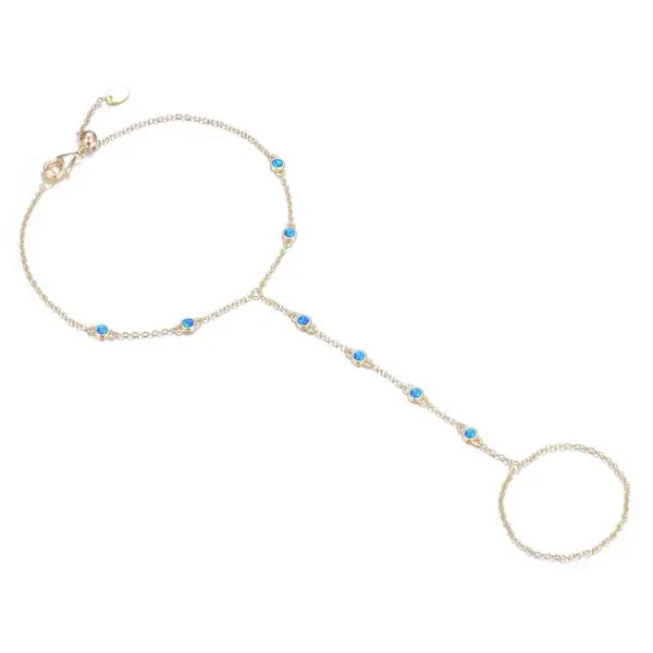 KAMARIA Eternal Line Opal Hand Chain Bracelet - Blue