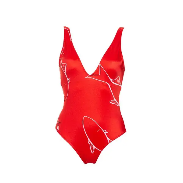 AULALA PARIS X Lorieux Art Printed One-piece Swimsuit - Red