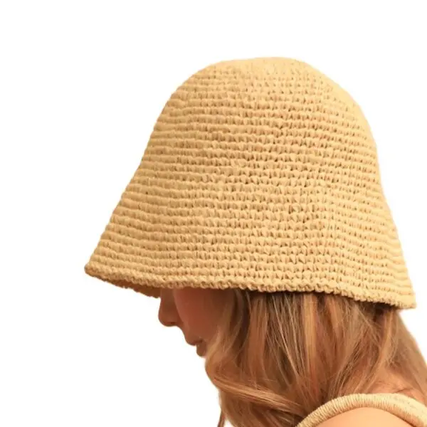 SPRINGMOONATELIER Raffia Bucket Hat - Beige