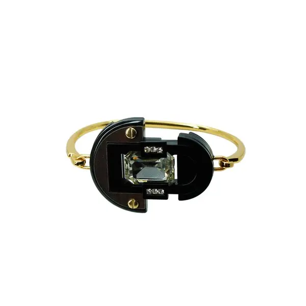 GISSA BICALHO Handmade Acrylic Bracelet With Stone - Black