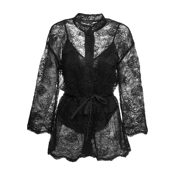 CONCEPT A TROIS Lace Tunic Blouse With Tank Top