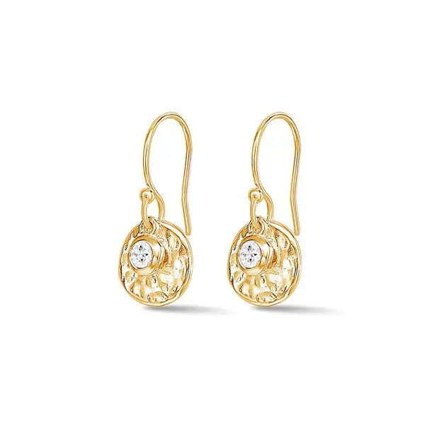 DOWER & HALL Hammered Disc & Sapphire Earrings - Gold