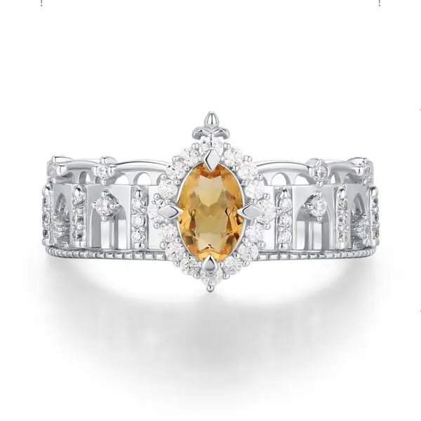 AZURA JEWELRY NEW YORK Alhambra Arcade Citrine Ring - Silver