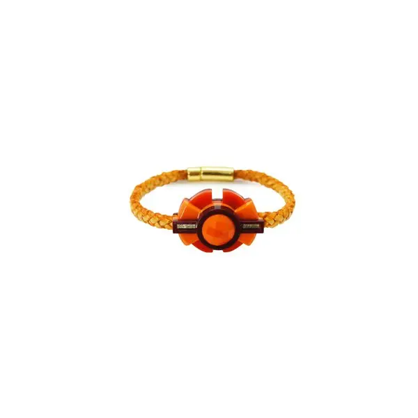 GISSA BICALHO Acrylic Bracelet With Leather Strip - Orange