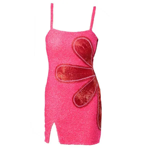 SELF-ADORE Bloom Hand-beaded Mini Dress