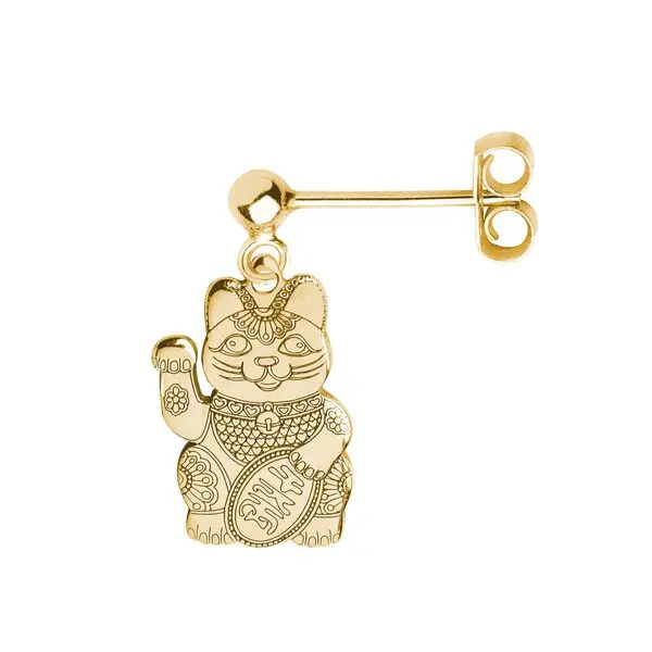 CARTERGORE Lucky Cat Single Drop Earring - Gold