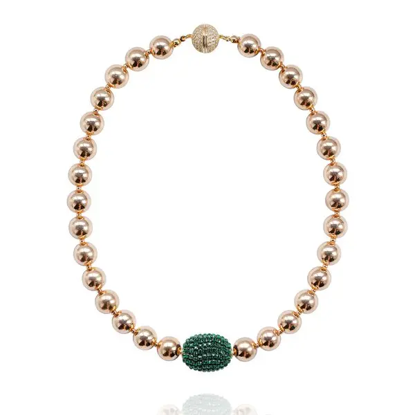 SAULE LABEL Cassia Beaded Necklace - Green/gold