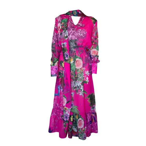 ABSURDE Tinguely Printed Midi Dress With Bow - Pink