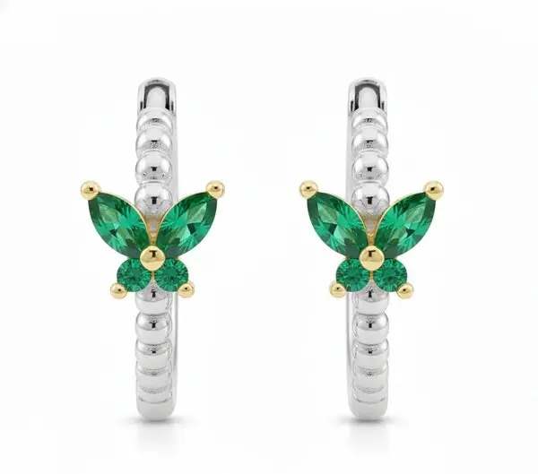 ANGEL BAROCCO Butterfly Gem Hoop Earrings - Silver