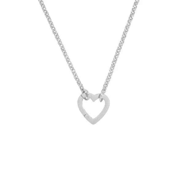 CLAIRE HILL DESIGNS Brushed Heart Connector Necklace - Silver