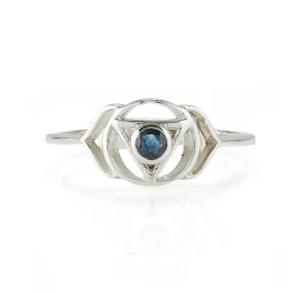 CHARLOTTE'S WEB JEWELLERY Third Eye Chakra Silver Ring Sapphire - Silver/blue