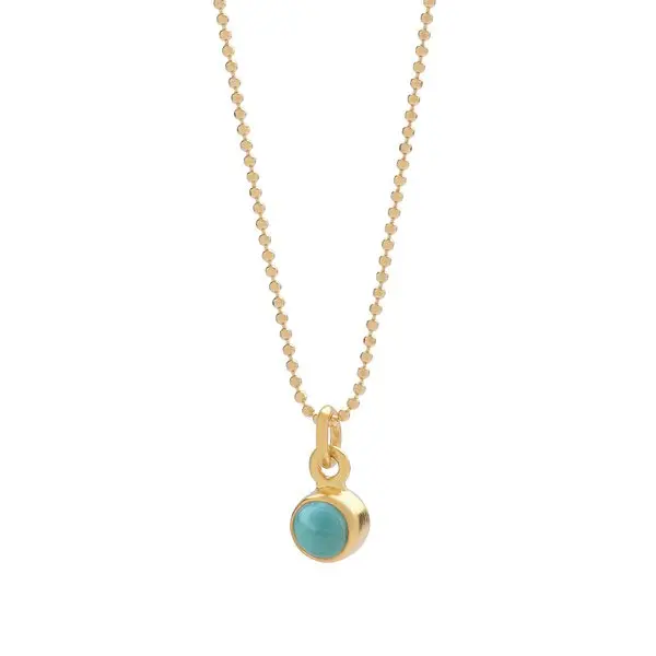 NELLOU JEWELLERY Gem Dot Turquoise Birthstone Gold Plated Necklace - Blue