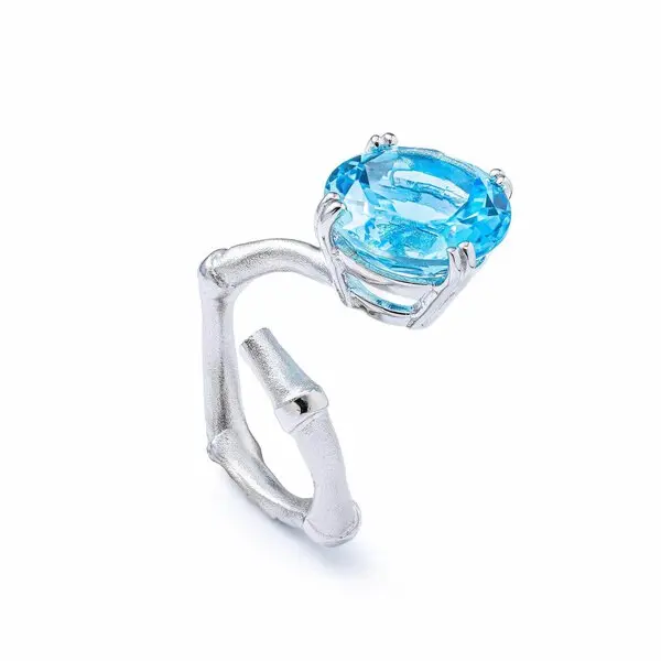 GERMAN KABIRSKI Mirae Open Band Ring With Blue Topaz - Blue/silver