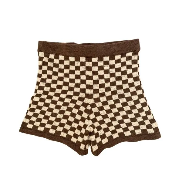 Pink Haley Checked Knit Shorts
