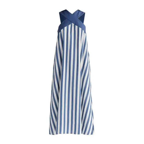 PAISIE Cross Strap Halterneck Maxi Dress - Blue