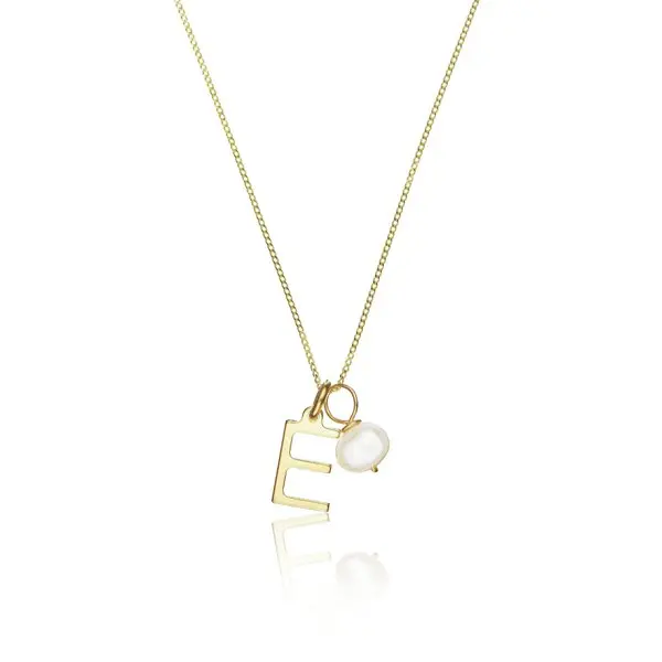 LILY & ROO Initial And Pearl Drop Necklace - Gold