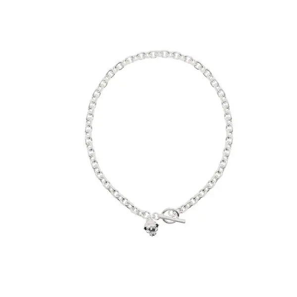 MHART Sculpted Caged Sphere Chain Necklace - Silver