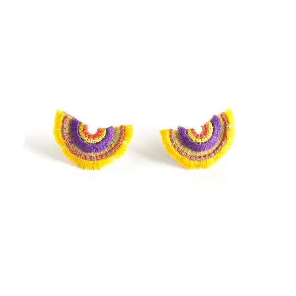 NANA WATANABE Embroidered Earrings - Yellow
