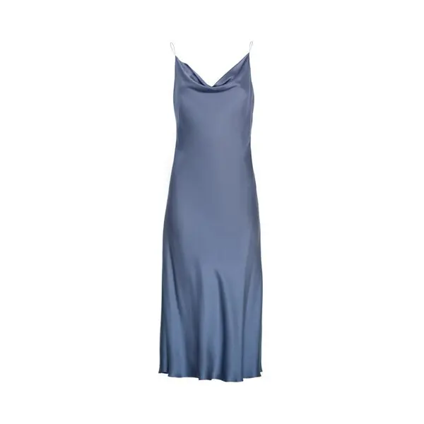 MIONÈ Midi Silk Slip Dress - Blue
