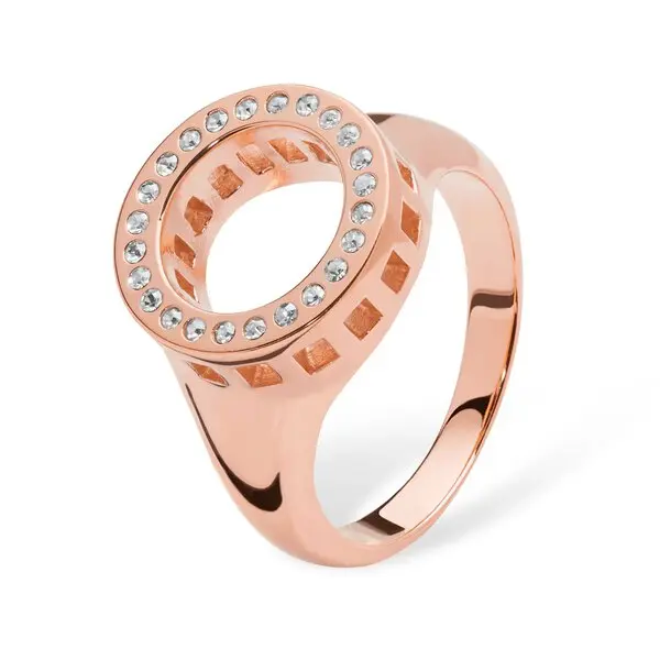 LUCY QUARTERMAINE Art Deco Halo Ring - Rose Gold