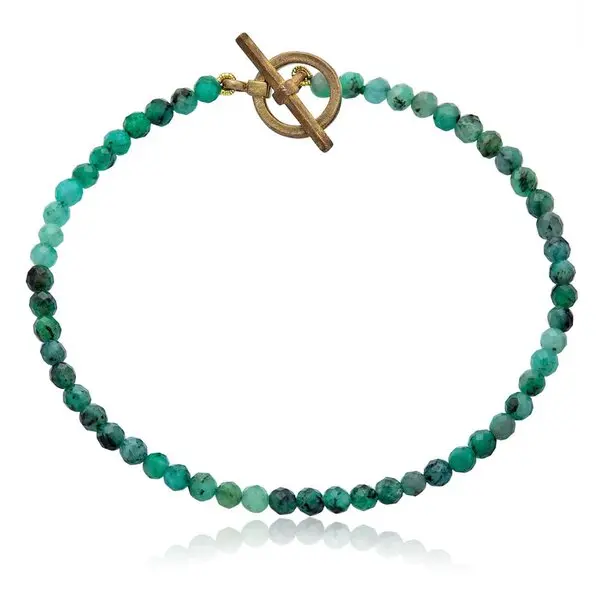 CARTOGRAPHY Faceted Emerald Bead Bracelet - Green/gold
