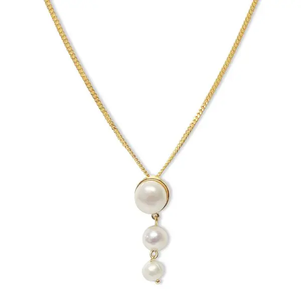 FV JEWELLERY Freshwater Pearl Pendant Necklace - Gold