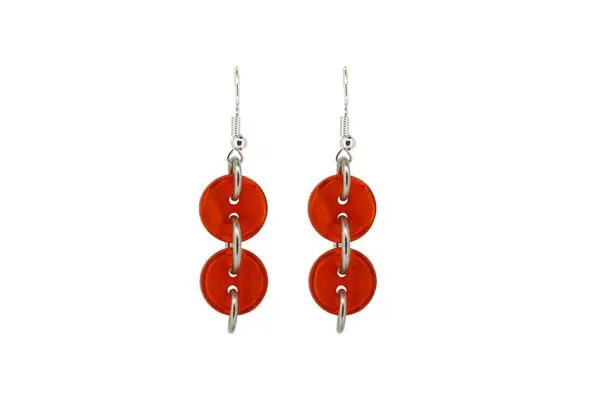 VICKISARGE Button Drop Earrings - Orange