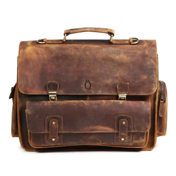 DÖTCH LEATHER Briefcase Laptop Bag - Brown