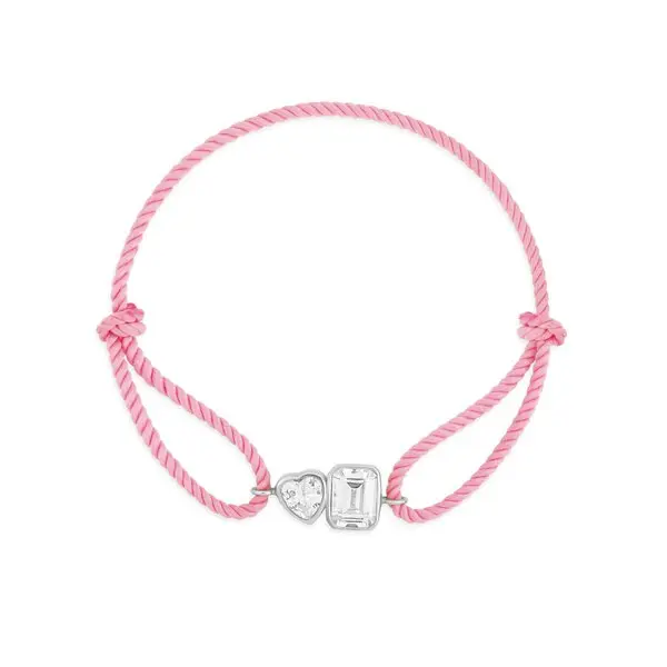SHYMI Cord Bracelet With Cubic Zirconia - Silver/pink
