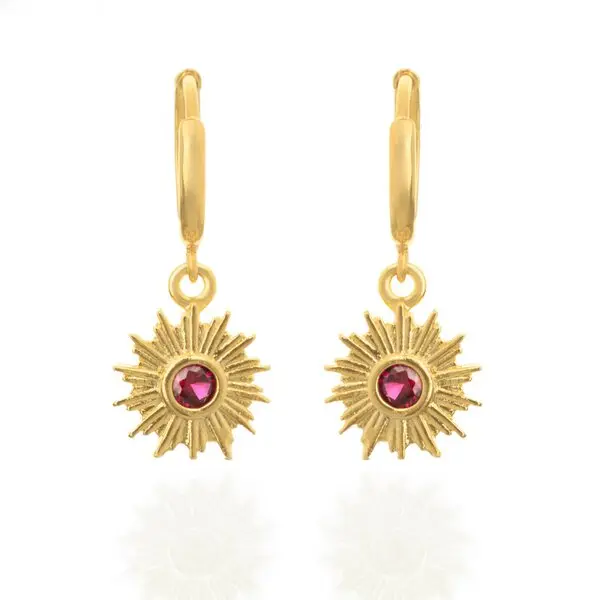 C.J.M Star Huggie Earrings Pair - Red