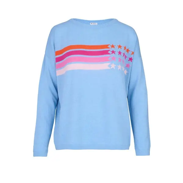 AT LAST... Striped And Star Knit Sweater - Blue