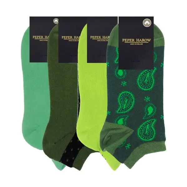 PEPER HAROW - MADE IN ENGLAND Organic Trainer Socks Bundle - Green