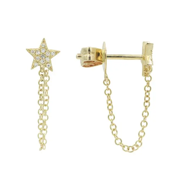 KAMARIA Star Chain Diamond Stud Earrings - Gold