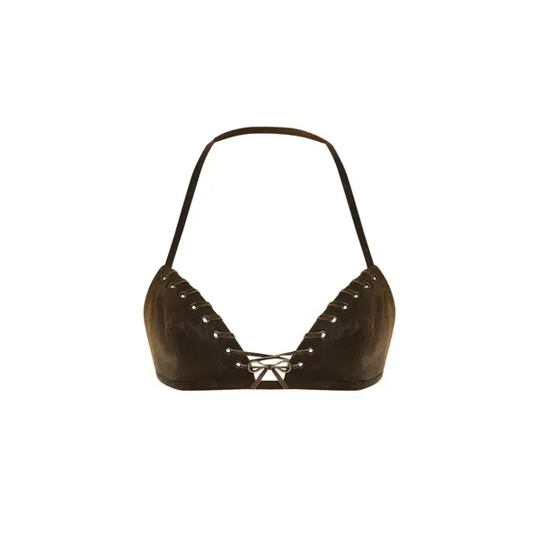 MAISON SEL Leather Bra - Brown