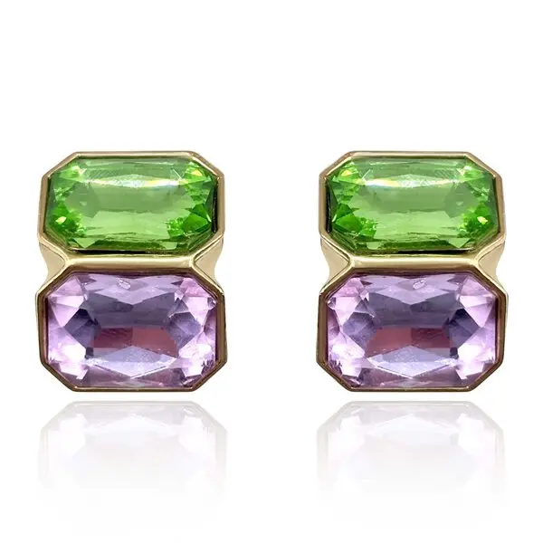 MICHAEL NASH JEWELRY Clara Peridot And Amethyst Clip Earrings - Green/purple