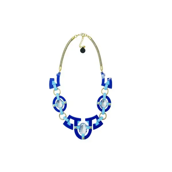 GISSA BICALHO Handmade Acrylic Plastron Necklace - Blue