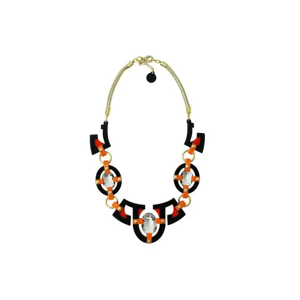 GISSA BICALHO Handmade Acrylic Plastron Necklace - Orange