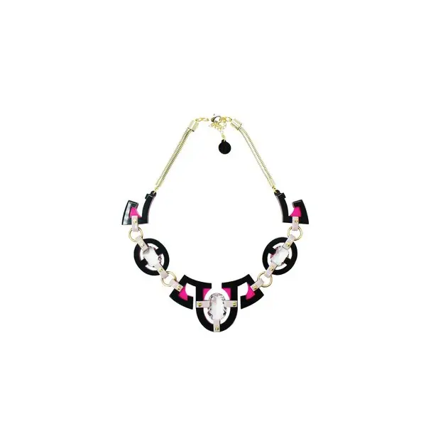 GISSA BICALHO Handmade Acrylic Plastron Necklace - Pink