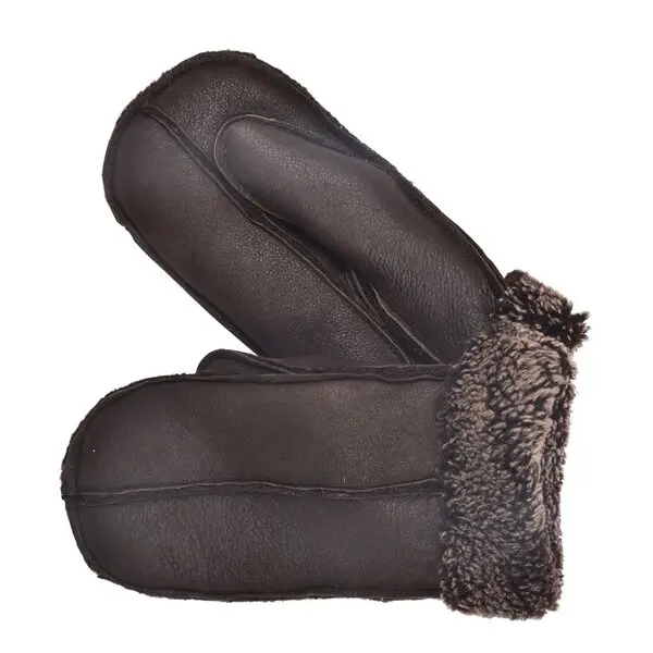 OWEN BARRY Sheepskin Mittens - Brown