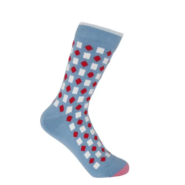 PEPER HAROW - MADE IN ENGLAND Diamonds Patterned Socks - Blue
