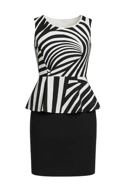 CONQUISTA Zebra Print Peplum Dress