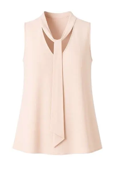 CONQUISTA Sleeveless Tie-neck A-line Top - Orange