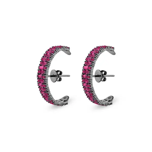 SALLY SKOUFIS Culture Earrings With Made Rubies - Black/red