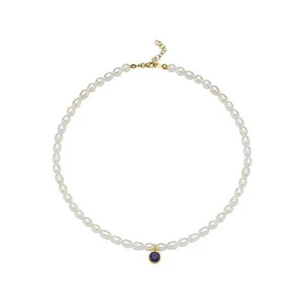 LINYA JEWELLERY Cosmic Big Pearl Zodiac Pendant Necklace - Blue